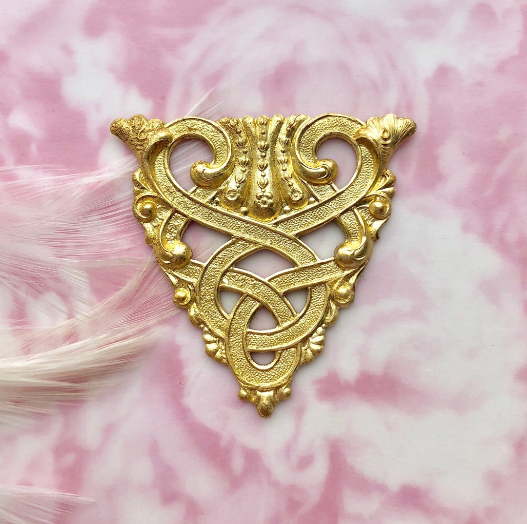 BRASS CREST Irish Celtic Scroll Flourish Stamping ~ Jewelry Ornament ...