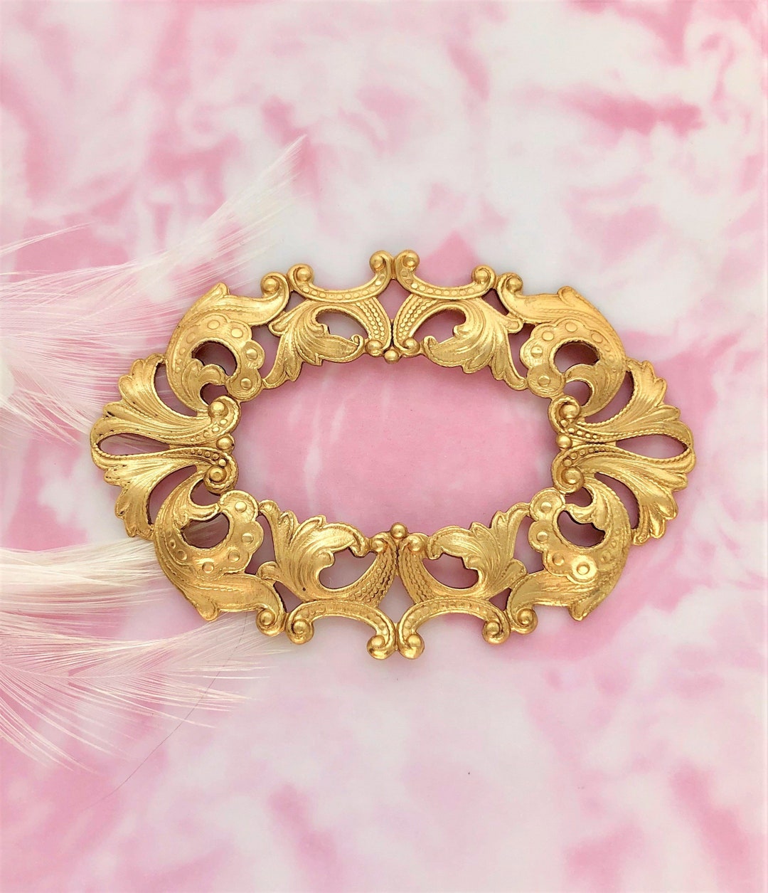BRASS Large Oval Scroll Filigree Ornate Frame Stamping ~ Jewelry ...