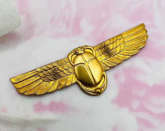 BRASS Small Scarab With Wings Beetle Stamping ~ Jewelry Ornament ...