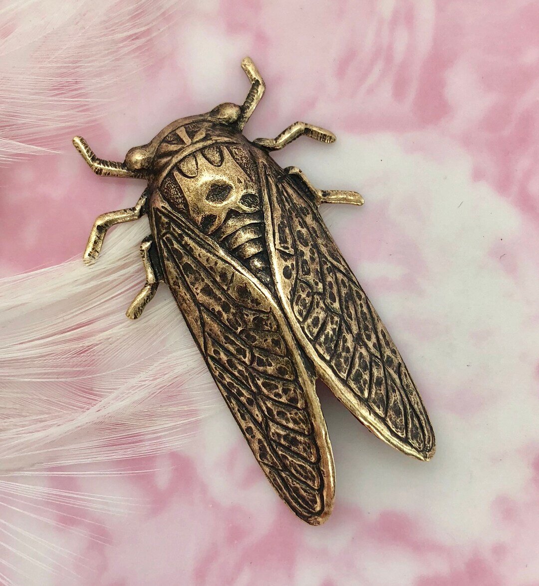 Cicada ANTIQUED BRASS Bug Insect ~ Cicada Stamping ~ Jewelry Brass Findings ~ Oxidized Brass ...