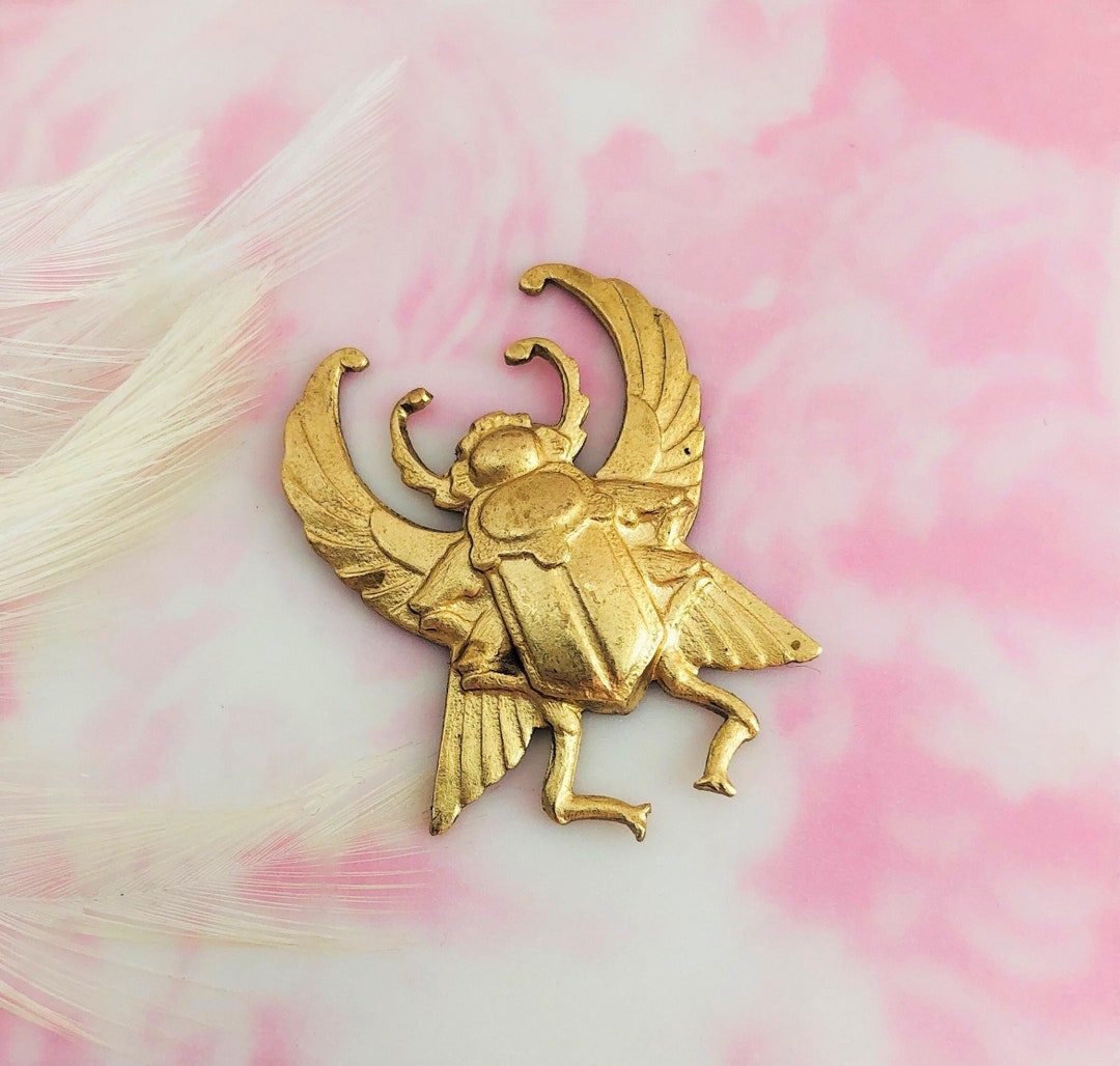BRASS Winged Egyptian Beetle Scarab Beetle Bug Brass Stampings ...