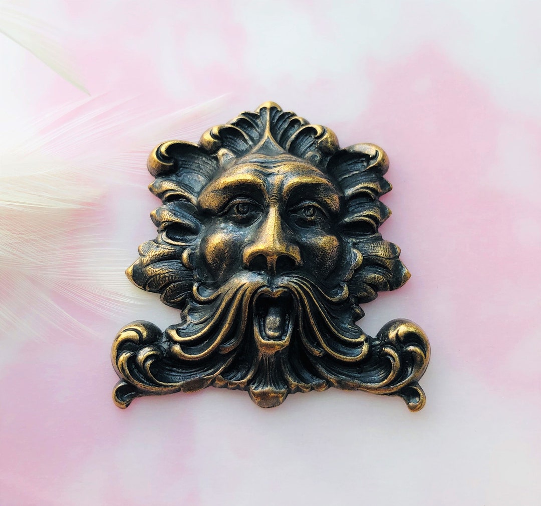 ANTIQUE BRASS the Green Man Face - Spirit of the Forest Stampings ...