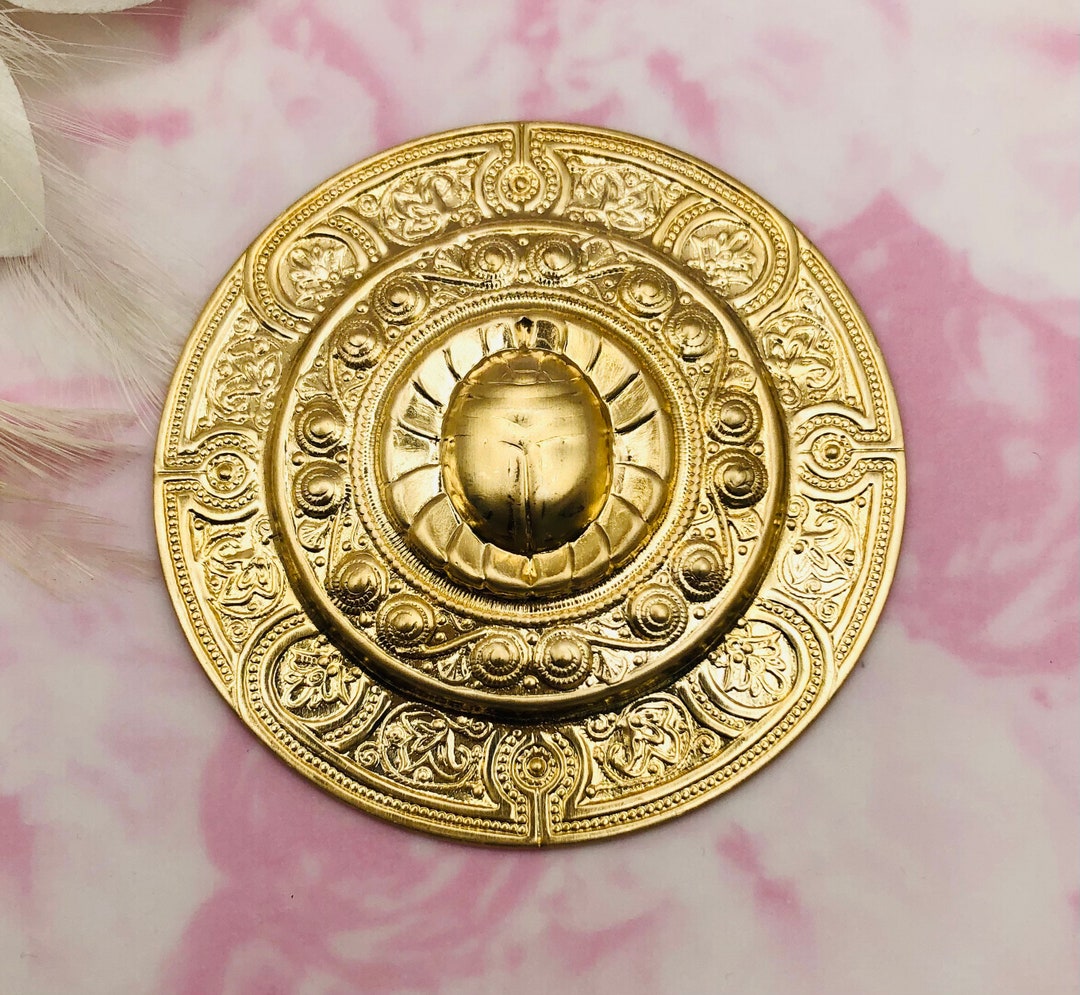 BRASS Large Scarab Medallion Greek Revival Plaque Stampings ~ Jewelry ...