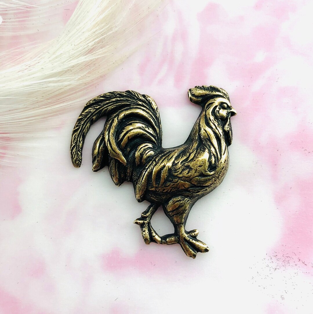 ANTIQUE BRASS Rooster Medium Stamping ~ Jewelry Brass Finding ...