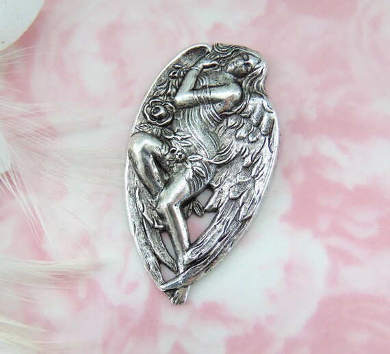 ANTIQUE SILVER Winged Angel Stamping Jewelry Finding | Etsy