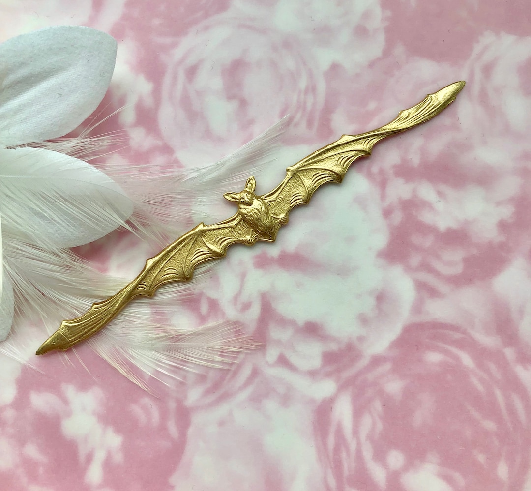 BRASS Large Gothic Bat in Flight Bat Stamping ~ Jewelry Ornamental ...