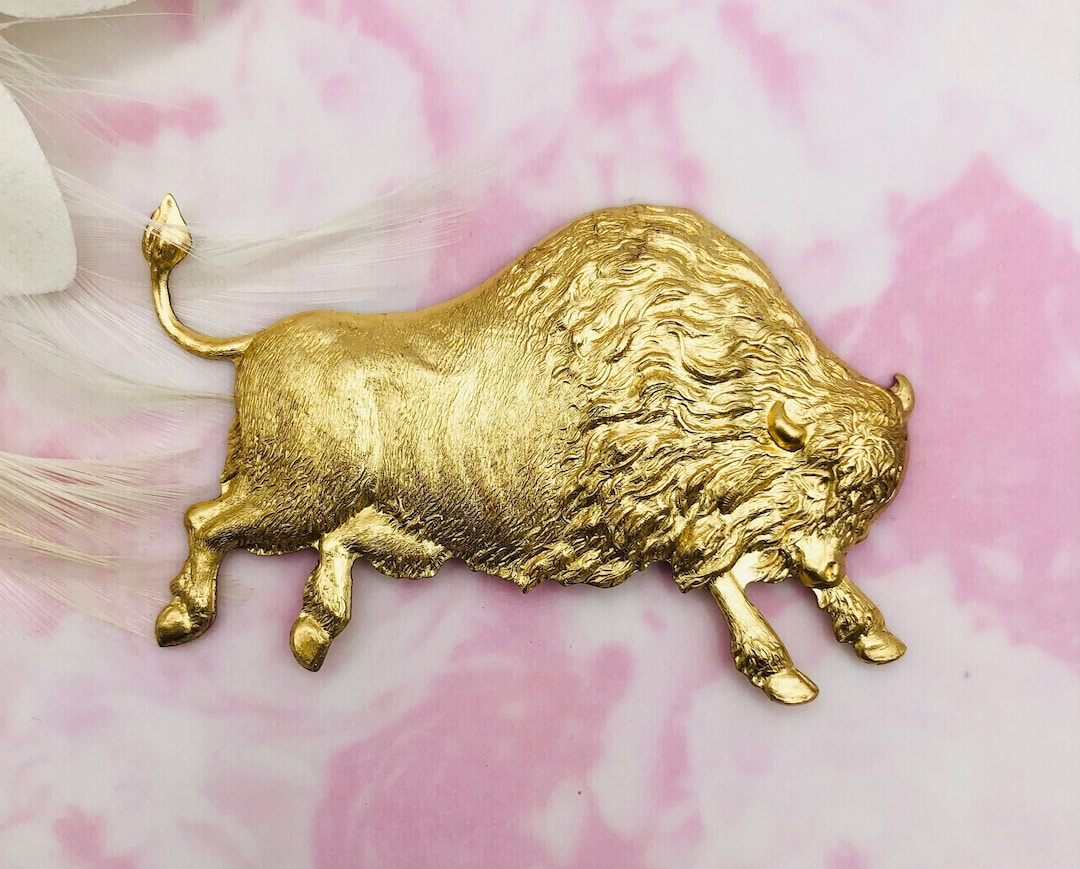 Bison BRASS Large Wild Buffalo Stamping Jewelry Ornament Brass Findings ...