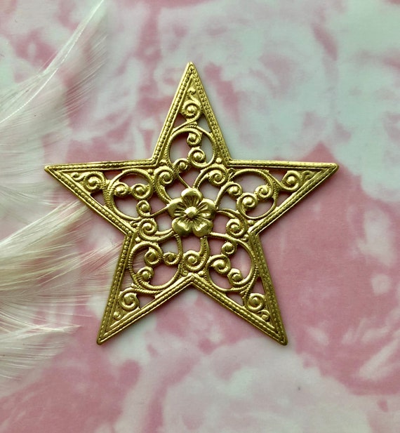 BRASS Large Filigree Floral Flower Star Stamping Jewelry | Etsy