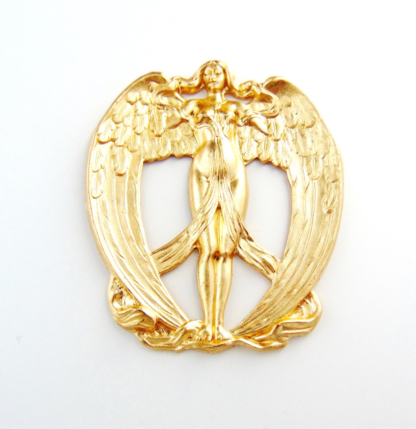 BRASS ANGEL Lilith Winged Art Nouveau Goddess Woman Stamping - Etsy