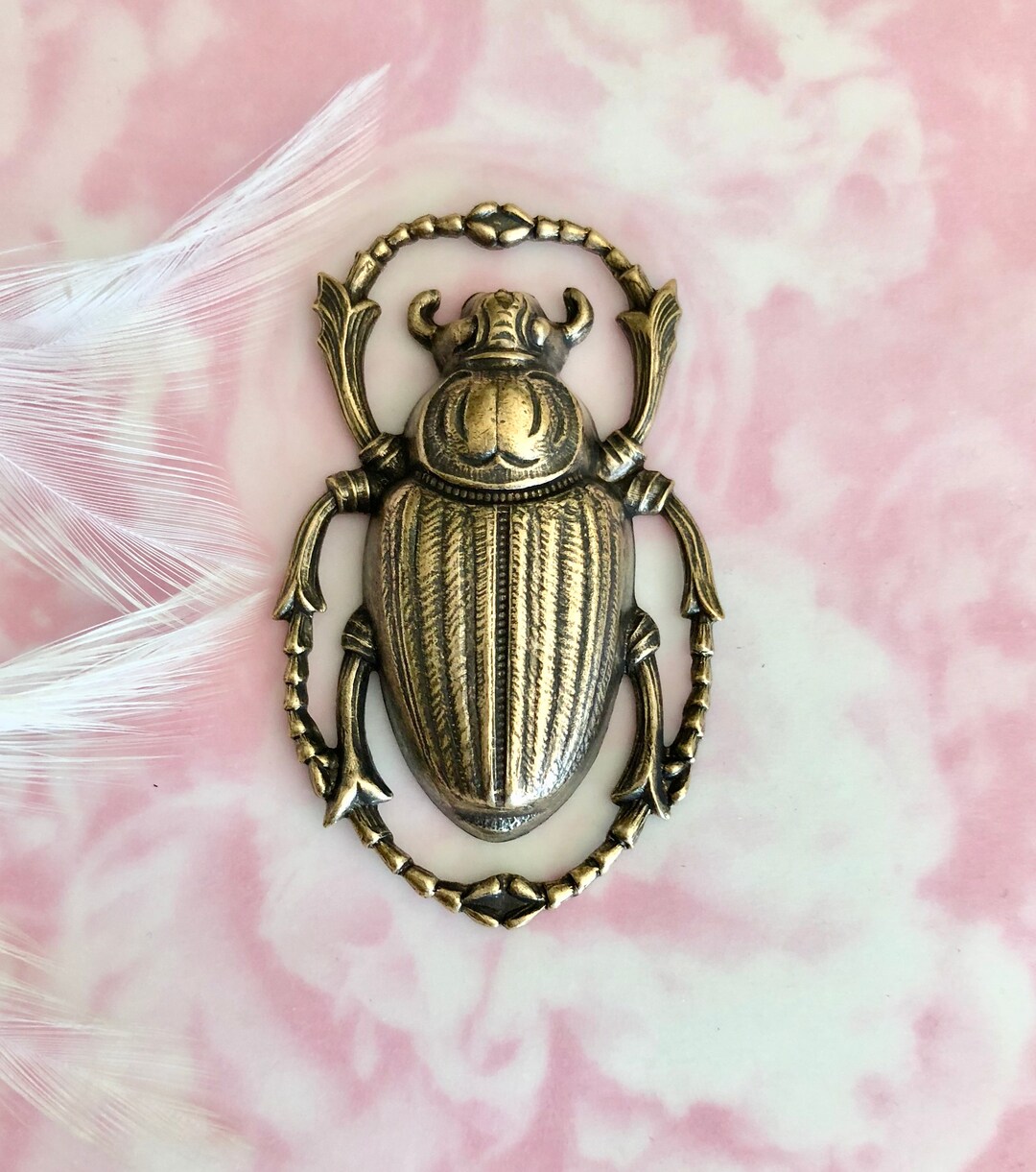 ANTIQUED BRASS Egyptian Scarab Beetle Stamping ~ Jewelry Findings ...