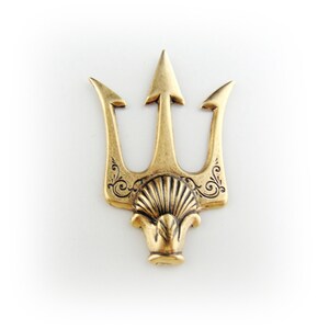 ANTIQUED BRASS Poseidon's Trident Shell Spear Stamping ~ Jewelry ...