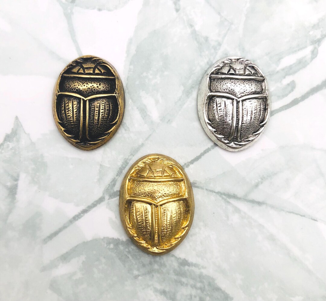 Egyptian Scarab (3 Pieces) Beetle Shell Stampings ~ Jewelry Ornament ...
