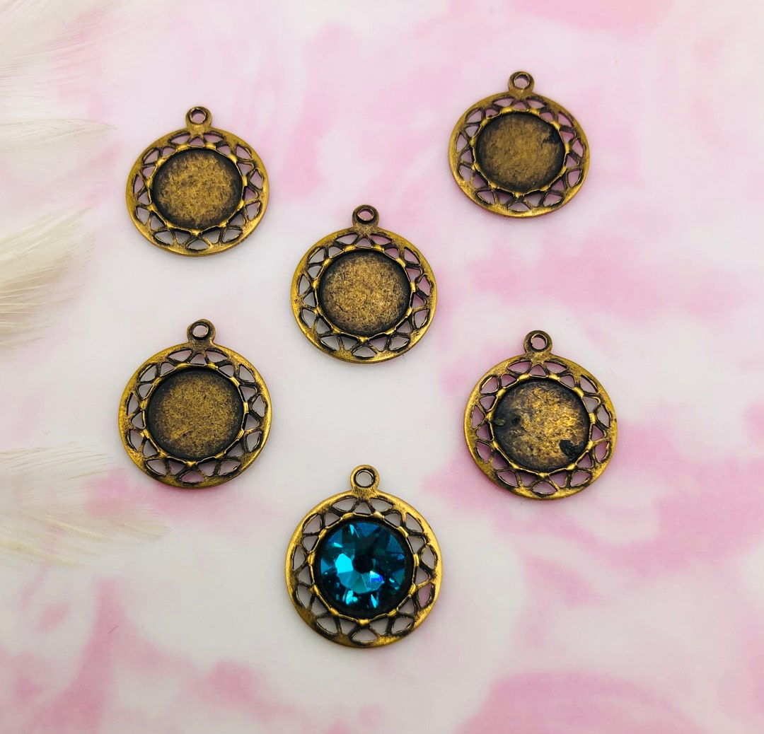 Rare ANTIQUE BRASS (6 Pieces) Victorian Delicate Setting Bezel Fits ...