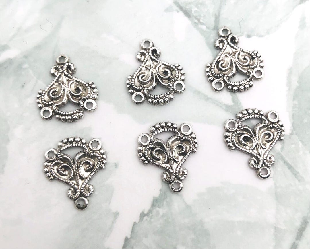 ANTIQUE SILVER (6 Pieces) 3 Ring Connector Delicate Link Y Connector ...