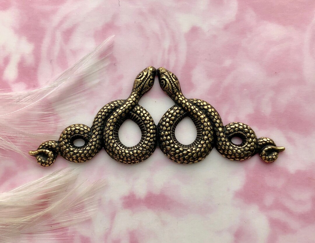 Snake ANTIQUED BRASS Motif Double SNAKES Stamping ~ Jewelry Finding (C ...