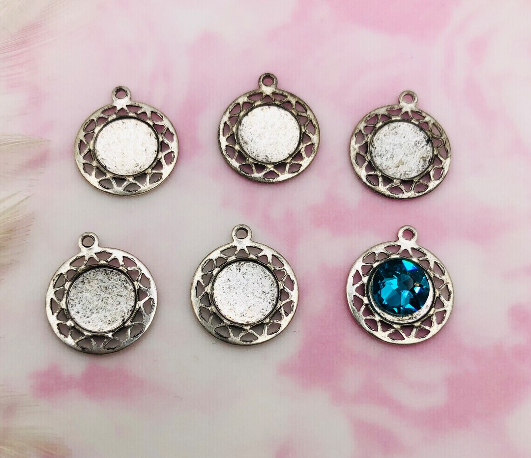 Rare ANTIQUE SILVER (6 Pieces) Victorian Delicate Setting Bezel Fits ...