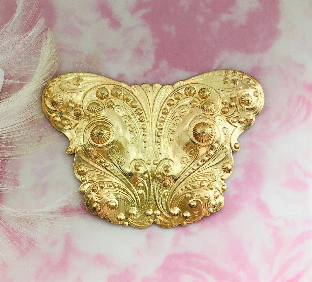 BRASS Victorian Ornate Scroll Cartouche Plaque Stamping ~ Jewelry ...