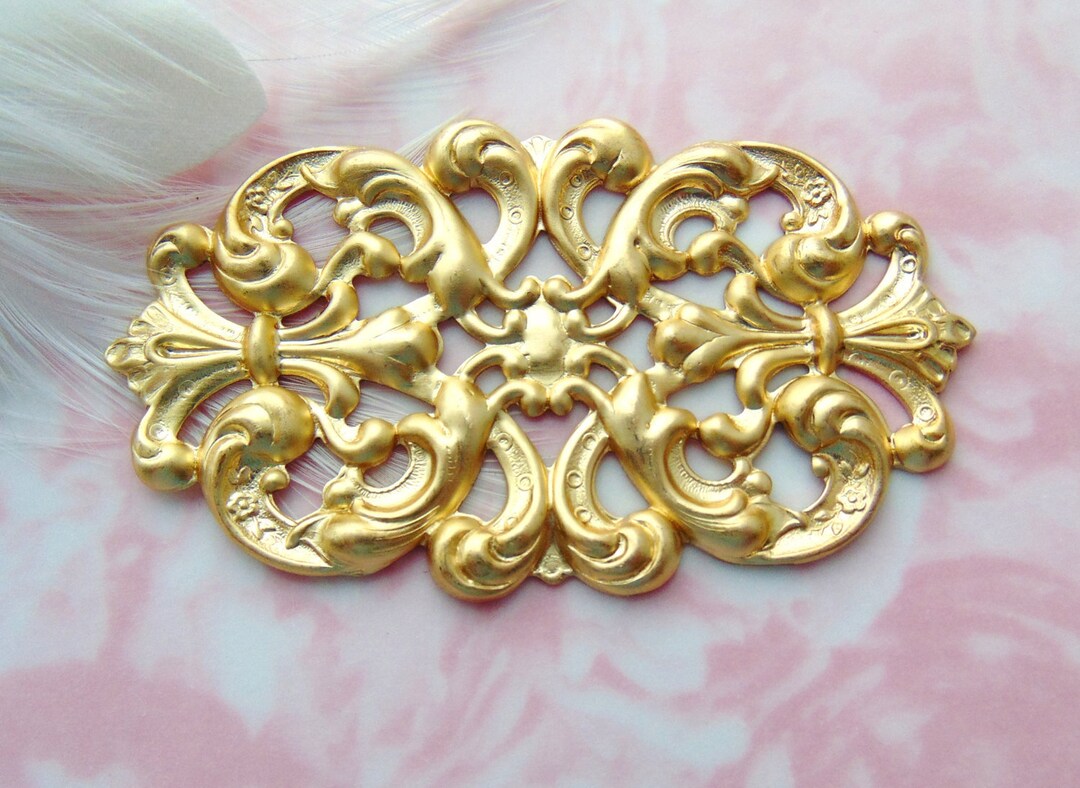 BRASS Floral Filigree Cartouche / Plaque Brass Ornament Stampings ...
