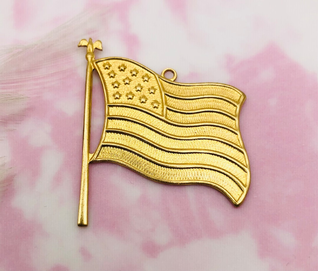 American Flag Brass Charms Stamping and Jewelry Findings FB-6060 - Etsy