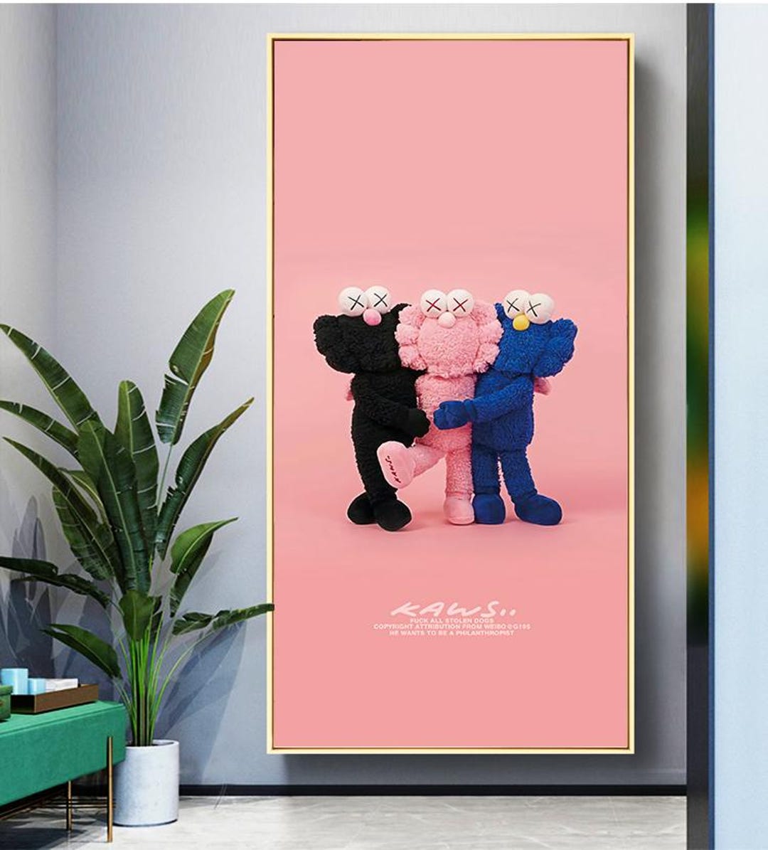Pink Hugging KAWS Wall Art, Pinky Hypebeast Single Poster, Printable ...