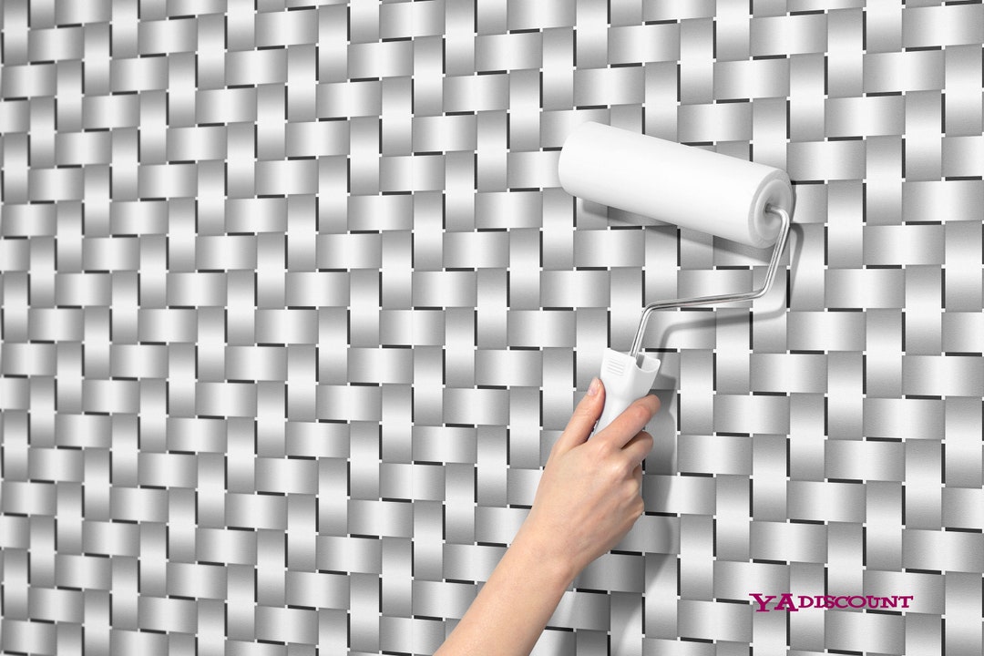 Beautiful Metal Weaving Wallpaper, Premium Peel and Stick, Silver Metal ...