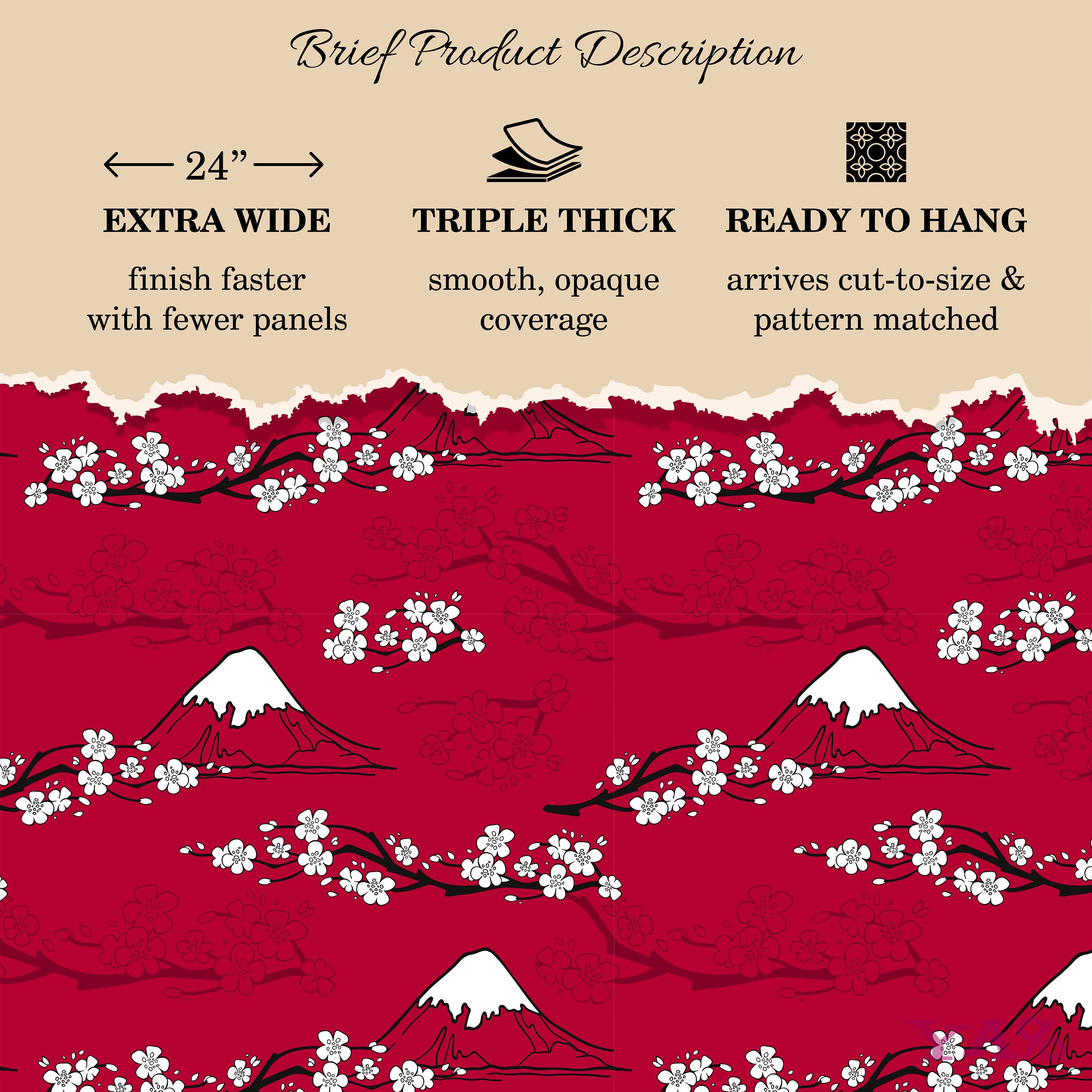 Hand Drawn Japanese Scenery Wallpapers, Premium Peel & Stick, Lipstick ...