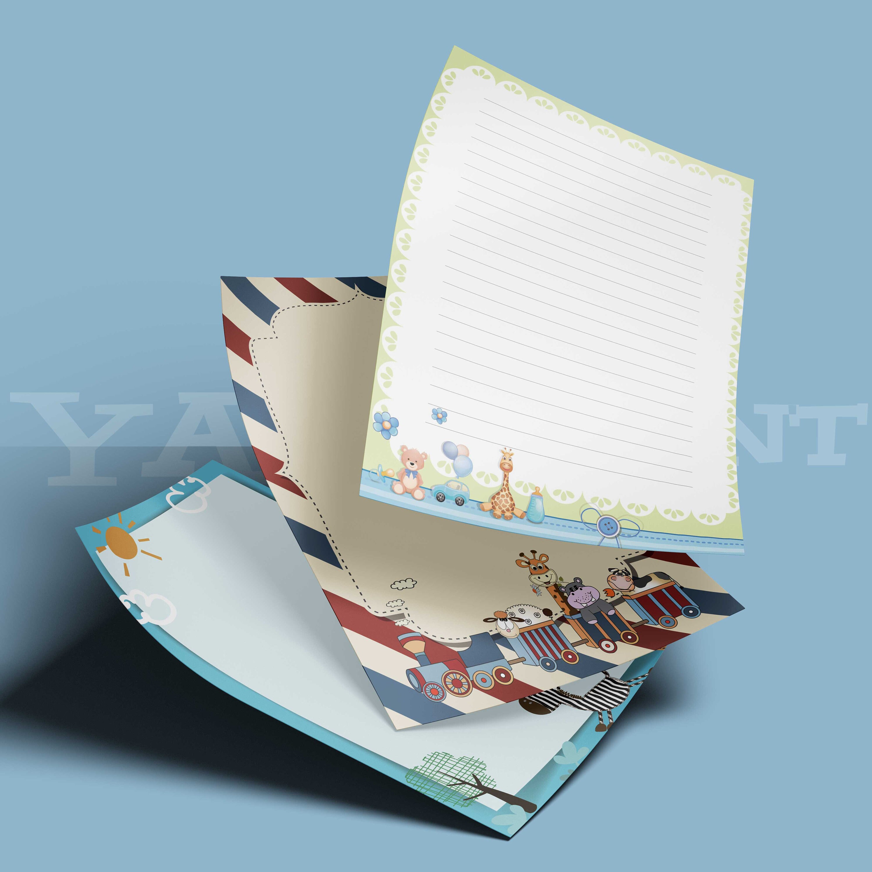 Baby Birthday Frame Writing Paper Bundle, Safari Baby Shower Letter ...