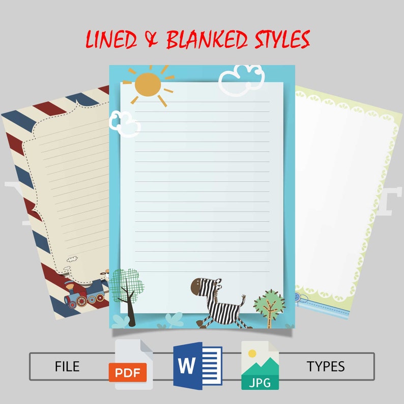 Baby Birthday Frame Writing Paper Bundle, Safari Baby Shower Letter ...