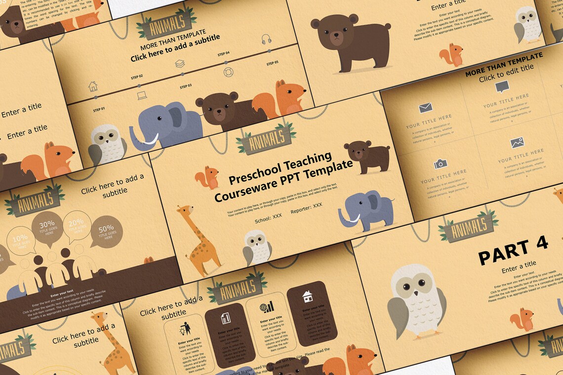 Safari Animals Teaching Powerpoint, Professional Education PPT Template ...