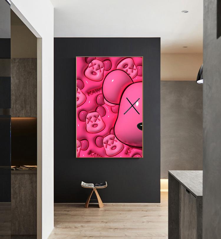 Hot Pink Inflated KAWS Head Wall Art, Pinky Hypebeast Single Poster ...