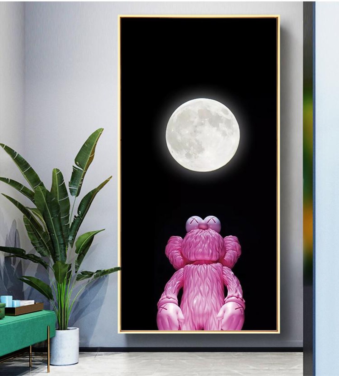 Pink KAWS Lunar Wall Art, Pinky Hypebeast Single Poster, Moon Printable ...