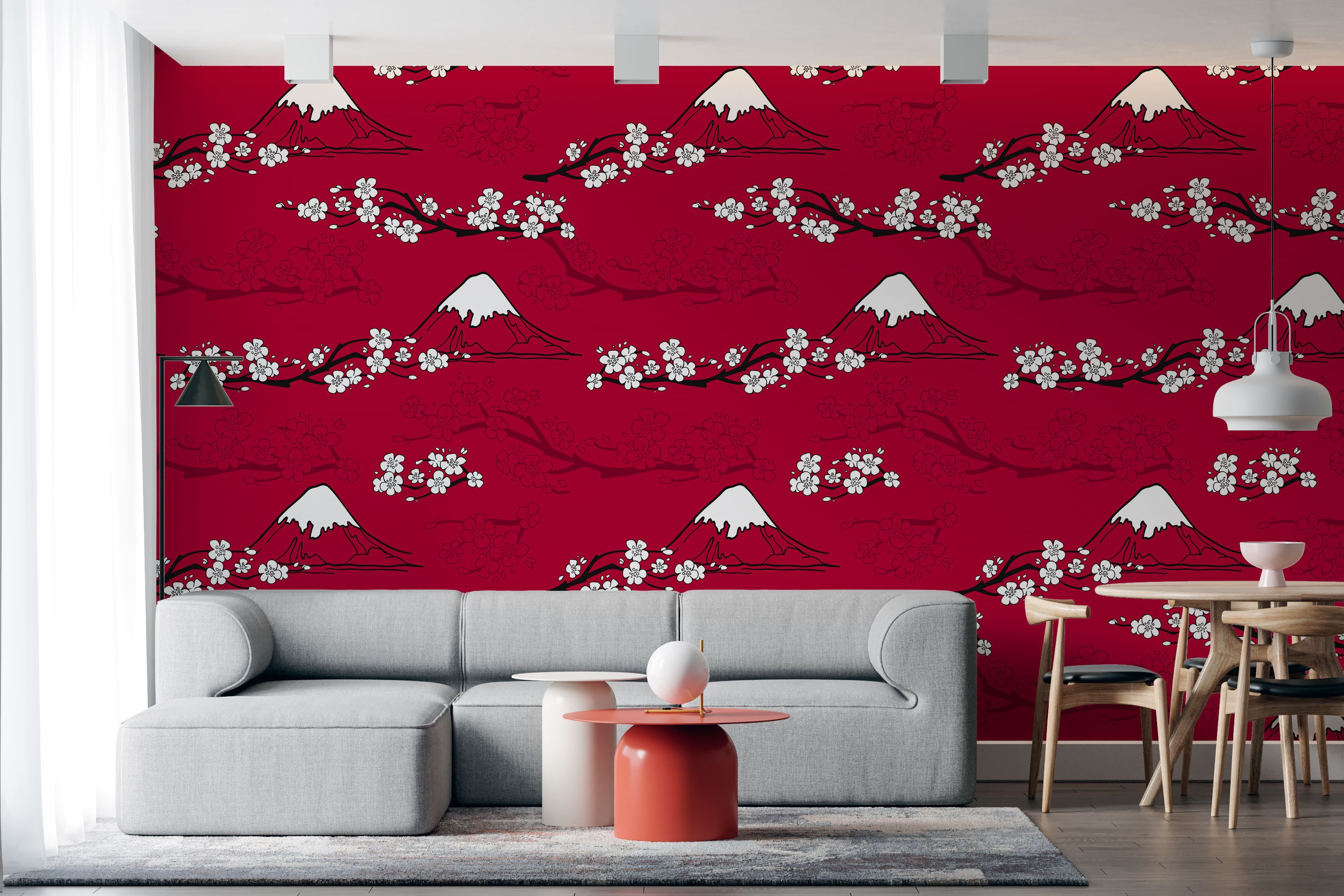Hand Drawn Japanese Scenery Wallpapers, Premium Peel & Stick, Lipstick ...