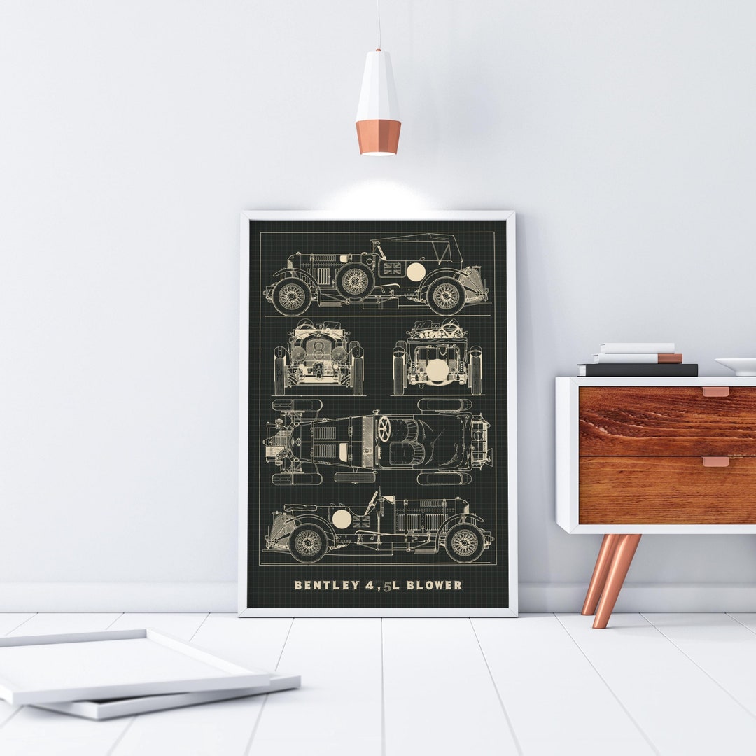 Bentley 4,5 L Blower Blueprint Wall Art. Bentley Patent Drawings ...