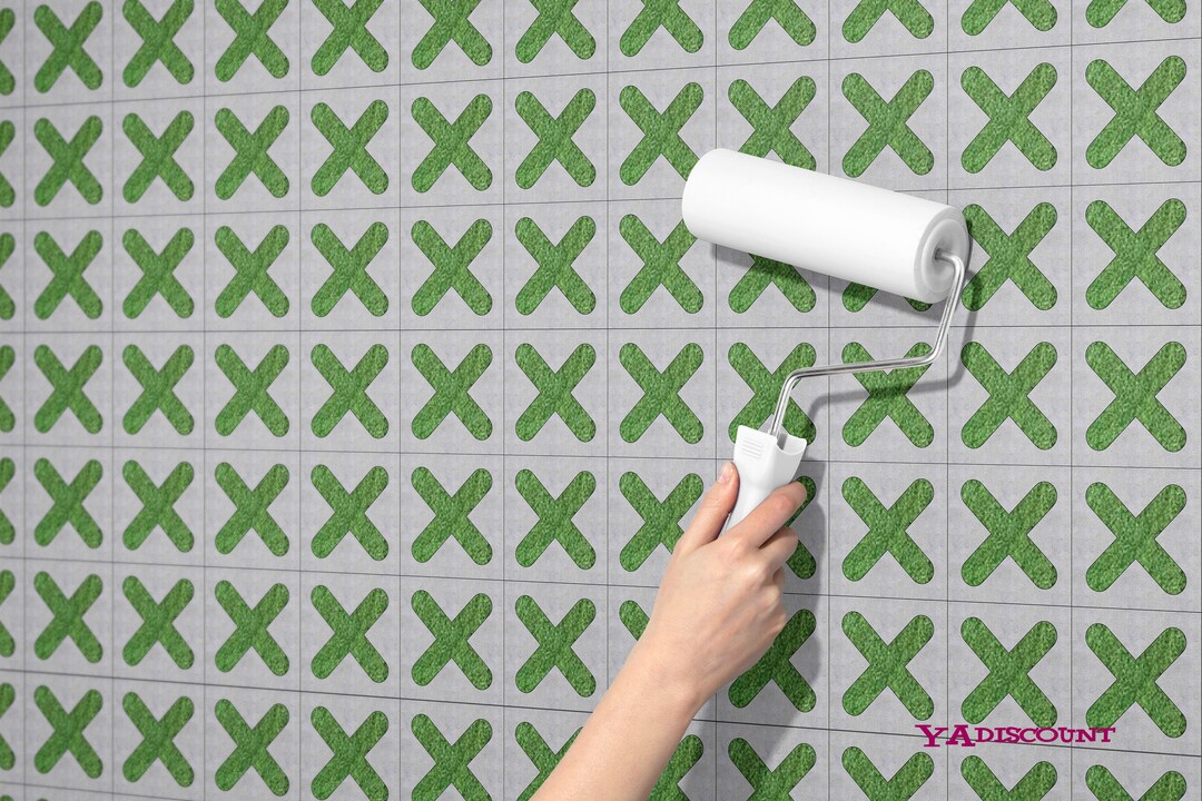 Grass Crosses Noughts Metal Wallpaper, Premium Peel and Stick, Silver ...