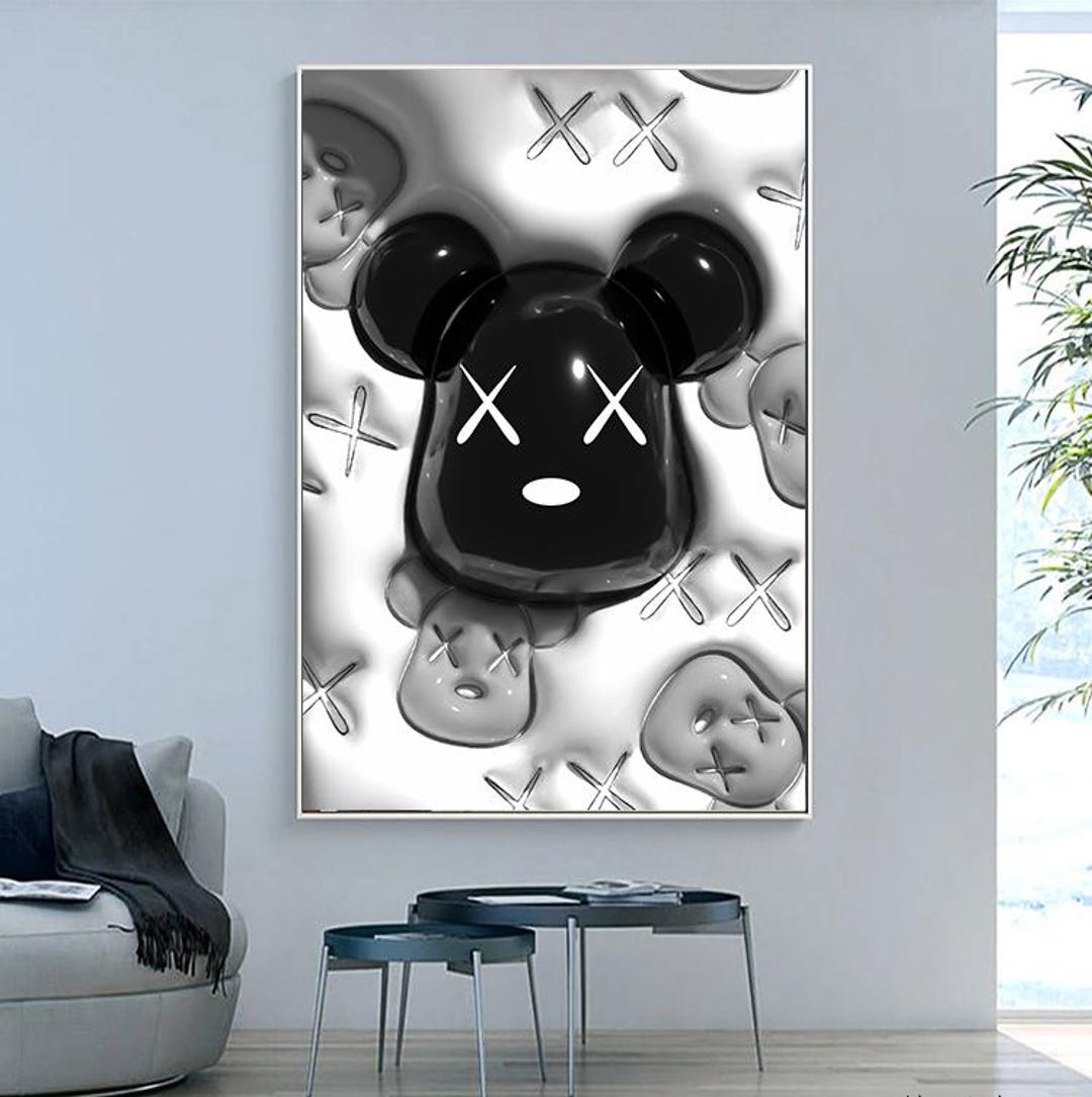 White Inflated KAWS Head Wall Art, Portrait Hypebeast Single Poster ...