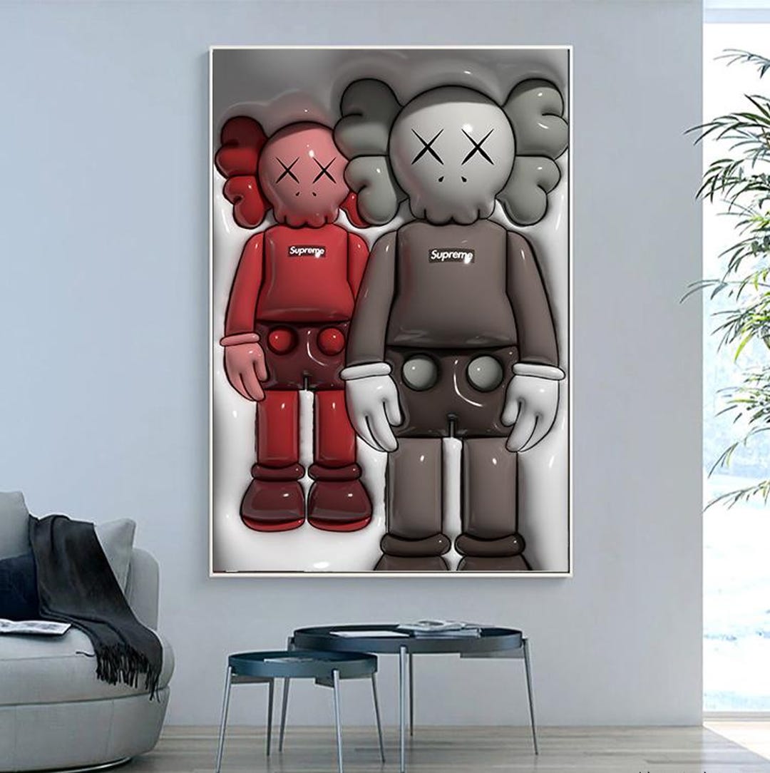 Inflated Double KAWS Wall Art, Bubble Effect Hypebeast Single Poster ...