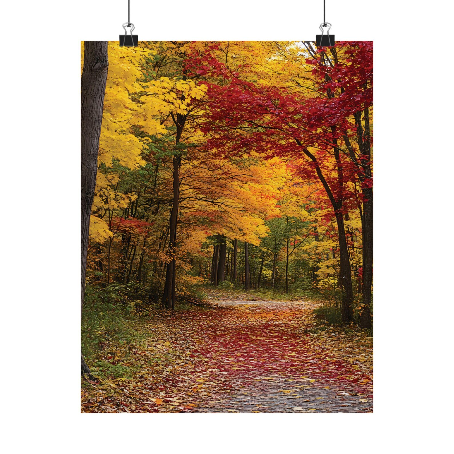 Vibrant Autumn Forest Path Poster Stunning Fall Foliage Art Print-matte ...
