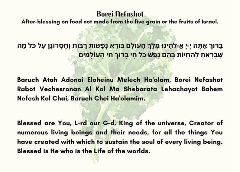 Printable After Meal Brachot Cards | Birkat Hamazon, Al Hamichya, Borei ...