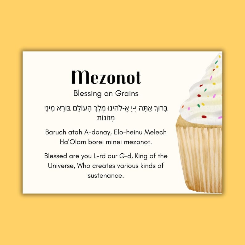 Printable Food Blessing Cards | Food | Set of 6 Bracha Cards for ...