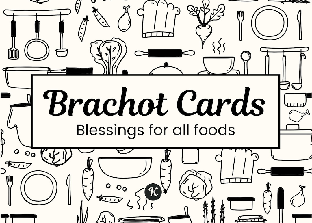 Printable Food Blessing Cards | Design | Set of 6 Bracha Cards for ...