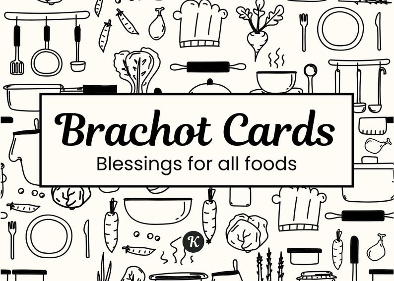 Printable Food Blessing Cards | Design | Set of 6 Bracha Cards for ...