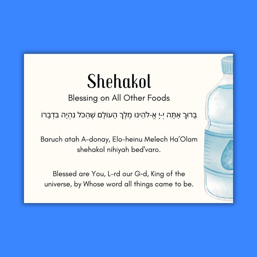 Printable Food Blessing Cards | Food | Set of 6 Bracha Cards for ...