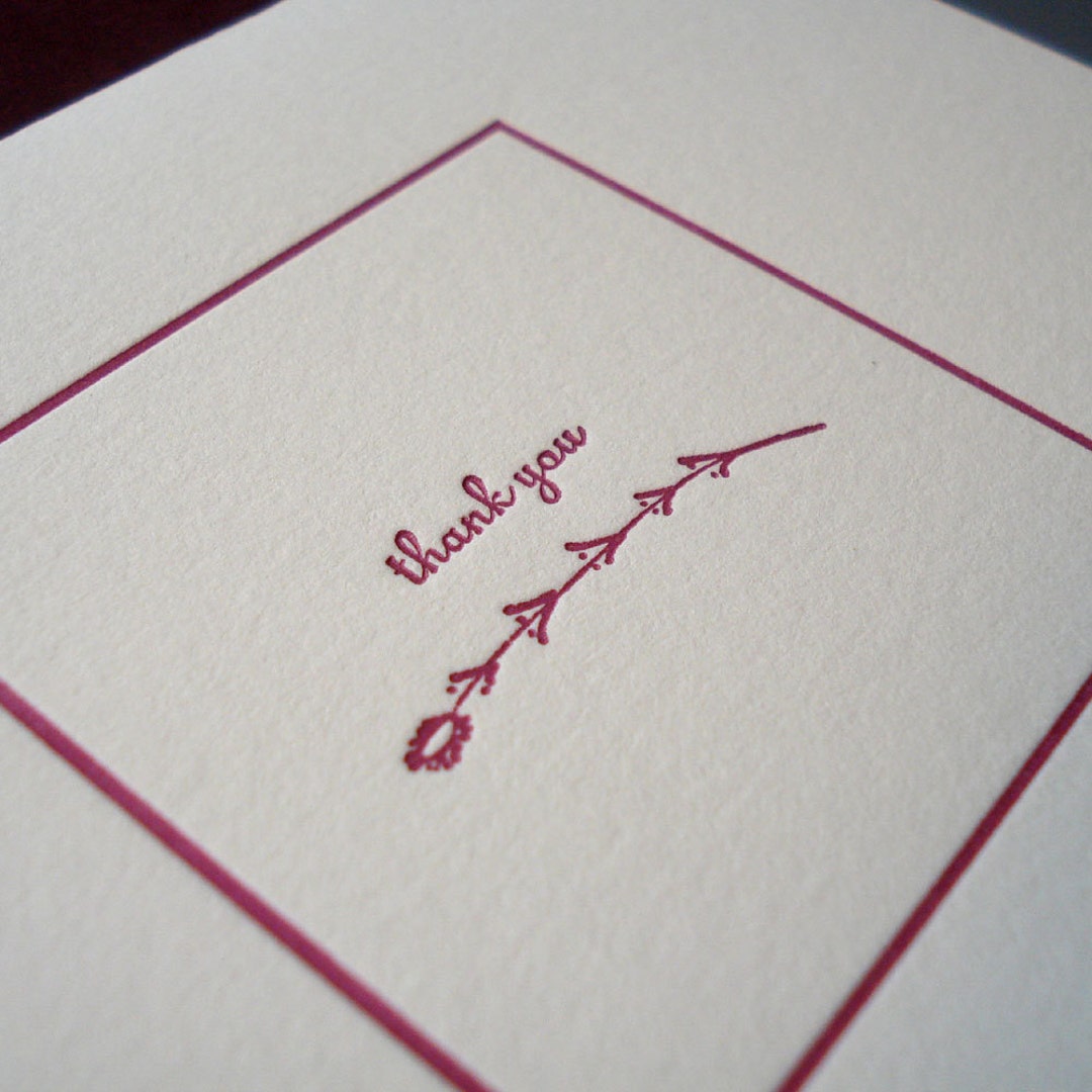 Thank You Letterpress Card Beet and Fig - Etsy