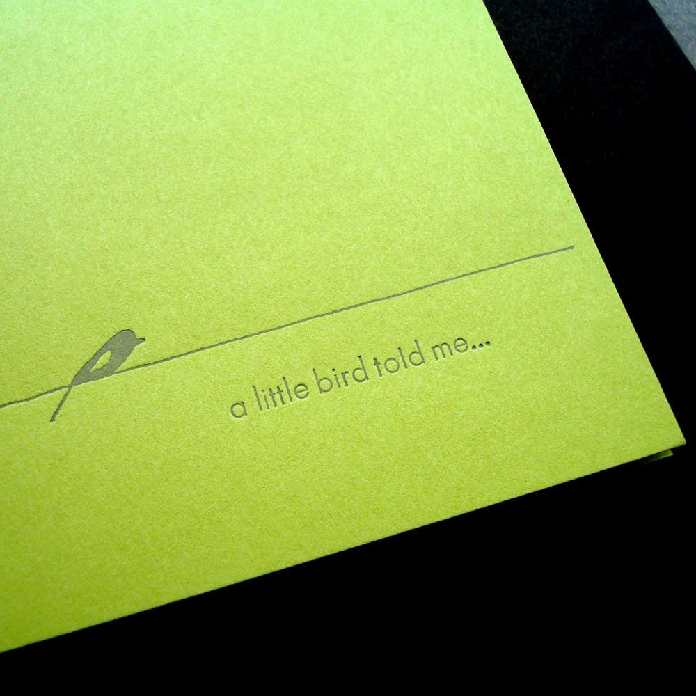 A Little Bird Told Me Letterpress Card - Etsy