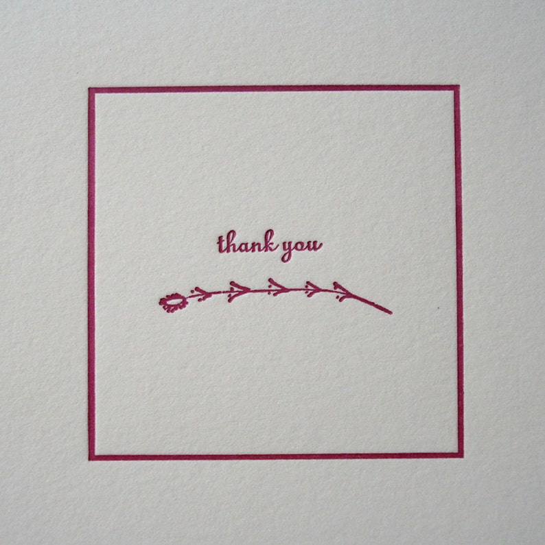 Thank You Letterpress Card Beet and Fig - Etsy