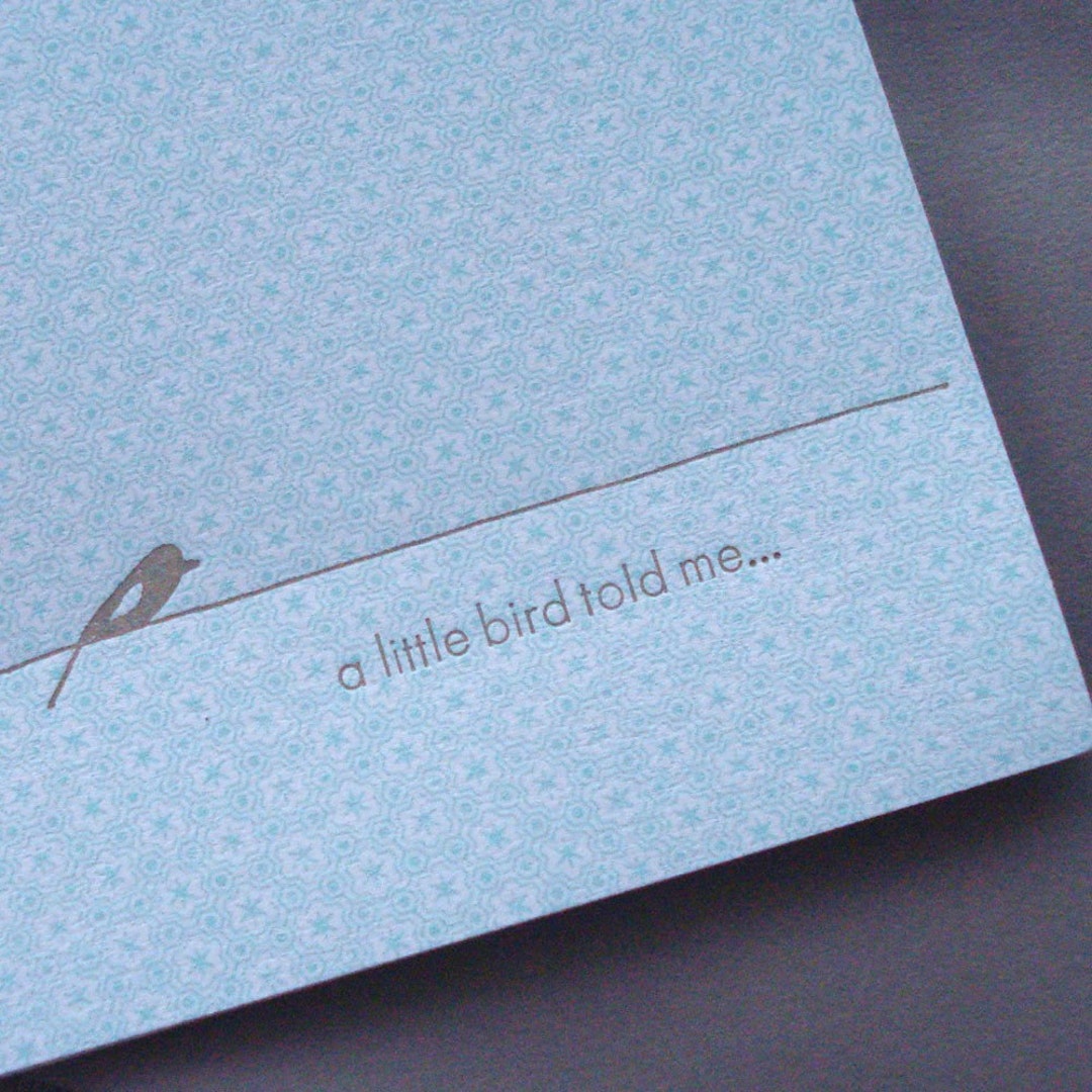 A Little Bird Told Me Letterpress Card patterned - Etsy