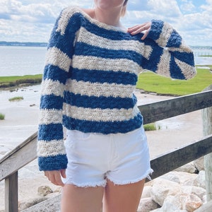 Crochet Beachy Striped Sweater PDF Pattern | Crochet Summer Sweater PDF ...