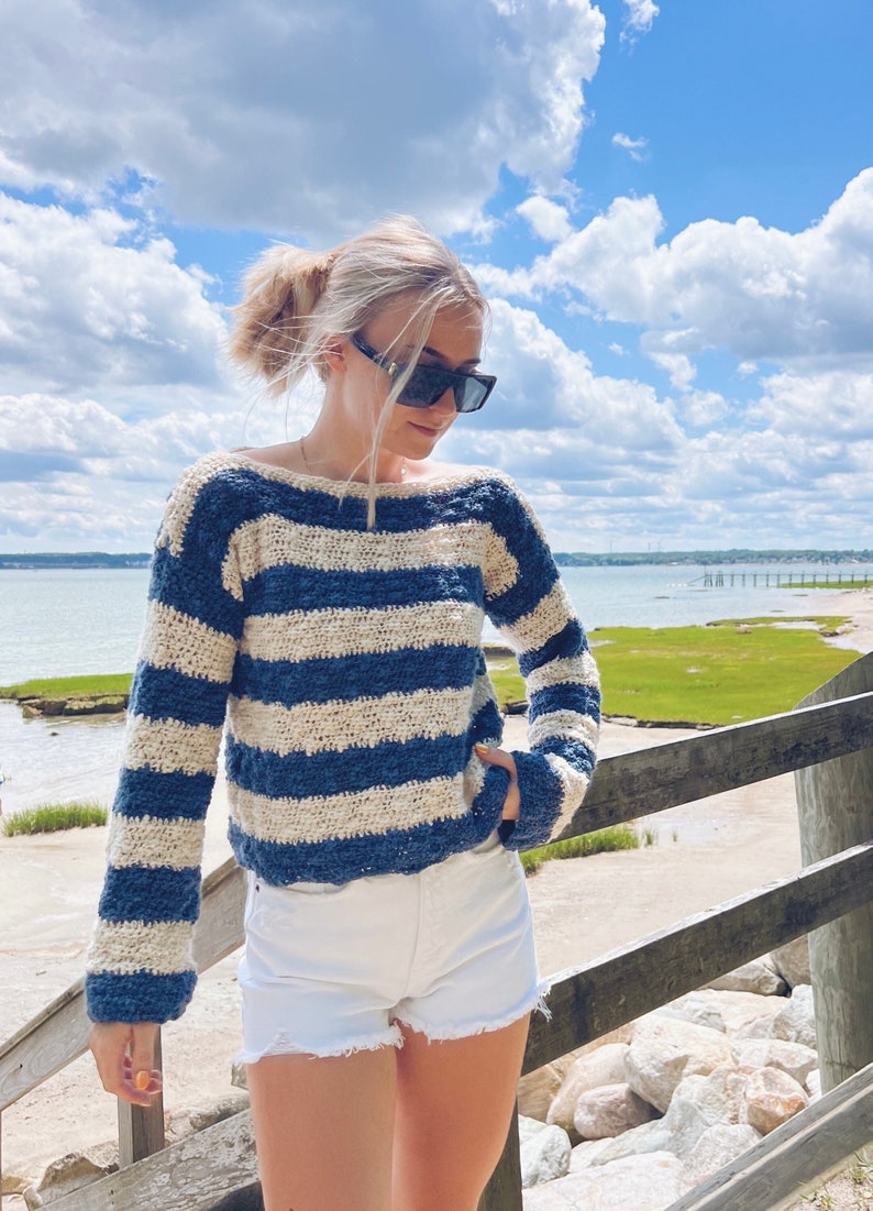 Crochet Beachy Striped Sweater PDF Pattern | Crochet Summer Sweater PDF ...