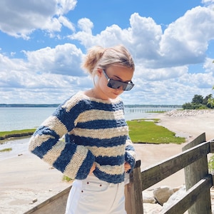 Crochet Beachy Striped Sweater PDF Pattern | Crochet Summer Sweater PDF ...