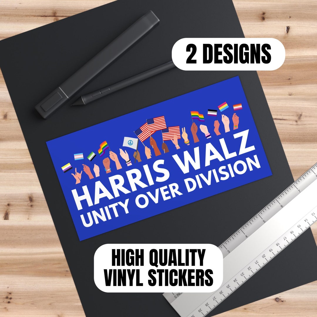Kamala Harris Supporter Bumper Sticker - Unity Over Division, Vote ...